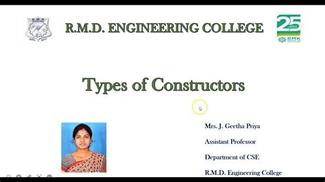 Types Of Constructors Java Programming Mrs J Geetha Priya Apcse