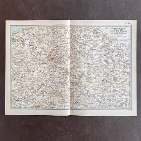 Antique Map Of France North Central Portion Vicinity Of Paris — 1897