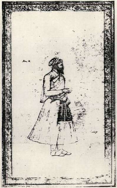 Miniature Painting Of Sadullah Khan Grand Vizier Of Mughal Emperor