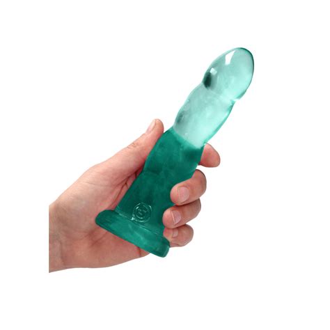 Realrock Crystal Clear Non Realistic Dildo With Suction Cup 7 In Turq