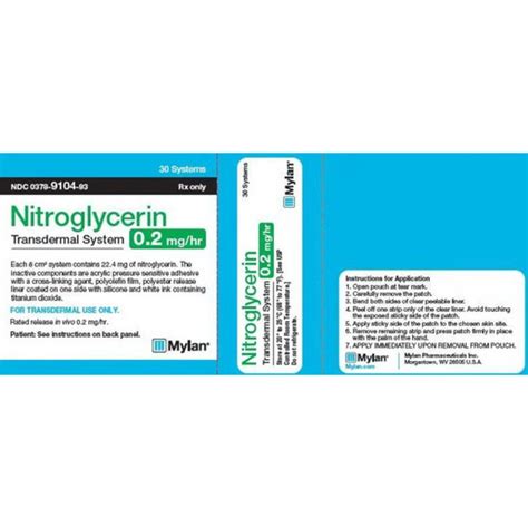 Nitroglycerin 0 2mg 30 Patches Supplier In Uae