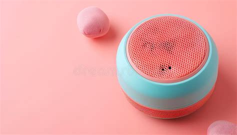 One Portable Bluetooth Speaker On Pink Background Audio Equipment Stock Image Image Of