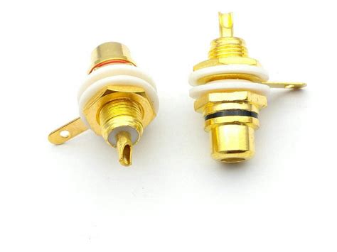For 100pcs Gold Plated Rca Female Jack Panel Mount Chassis Socket Red