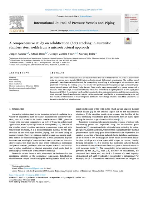 A Comprehensive Study On Solidification Hot Cracking In Austenitic