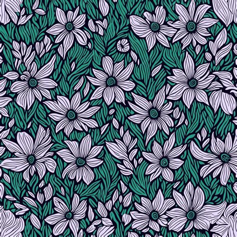 Premium Vector Floral Seamless Repeated Pattern Design With Leaves