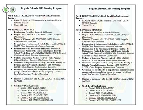 Brigada Eskwela 2019 Sample Opening Program V2 Pdf Scouting Youth