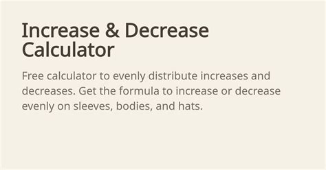 Increase And Decrease Calculator