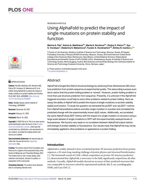 Pdf Using Alphafold To Predict The Impact Of Single Mutations On