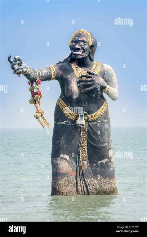 Had Puek Tian Beach And The Statue Of The Phisuea Samut Sea Ogress Taken