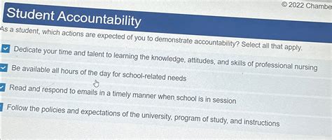 Solved Student Accountabilityas A Student Which Actions Are