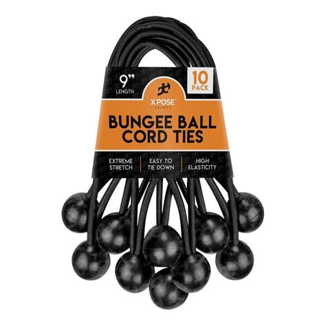 Xpose Safety 9 Black Heavy Duty Bungee Ball Cords Bb 9b 10 10pack