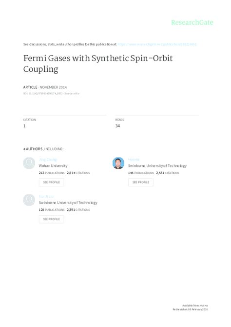 Pdf Fermi Gases With Synthetic Spinorbit Coupling Xia Ji Liu