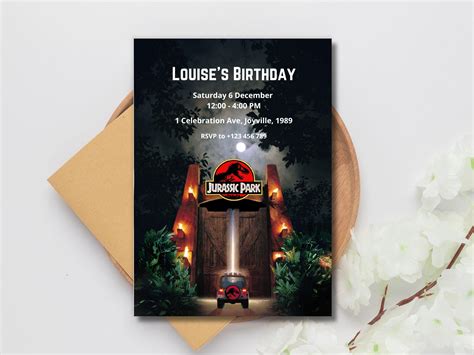 Editable Invitation Digital Template Jurassic Park Birthday Invitation