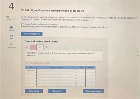 Solved Qs 76 Algo Allowance Method For Bad Debts Lo P2