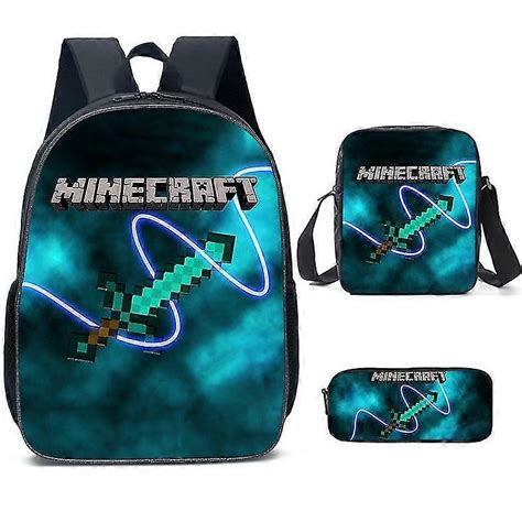 Minecraft Primary And Secondary School Schoolbags Minecraft Game Peripheral Backpack Three Piece