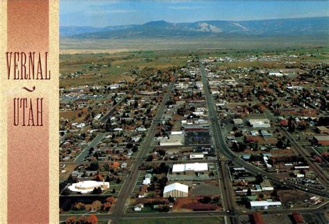2~4x6 Postcards Vernal Ut Utah Main Street Scene And Birds Eye View