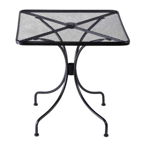 Modesto 30 Square Mesh Wrought Iron Patio Table With Umbrella Hole Restaurant Equippers