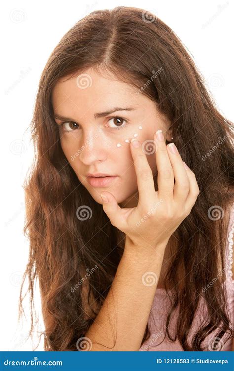 Woman Applying Eye Cream Stock Image Image Of Caucasian 12128583