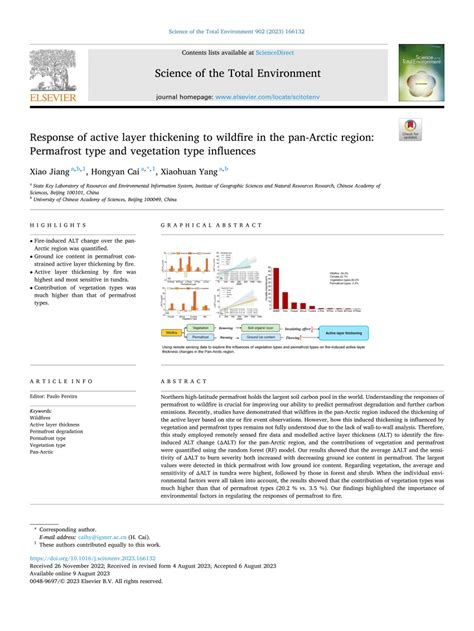 Pdf Response Of Active Layer Thickening To Wildfire In The Pan Arctic Region Permafrost Type