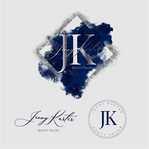 Premium Navy Blue And Silver Glittery Initials Logo Design