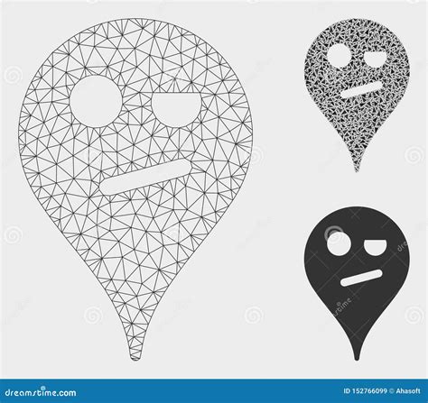 Infidelity Smiley Map Marker Vector Mesh Wire Frame Model And Triangle Mosaic Icon Stock Vector