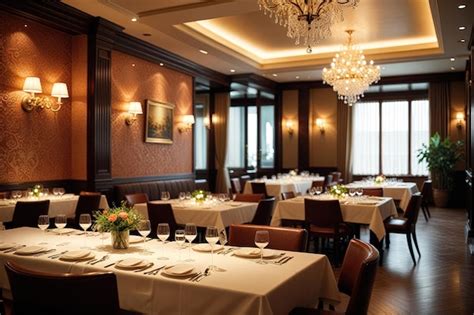 Interior Of Luxury Elegant Modern Fine Dining Restaurant Premium Ai