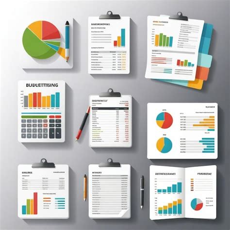 Budgeting Vector Set White Background Isolated A High Quality Premium