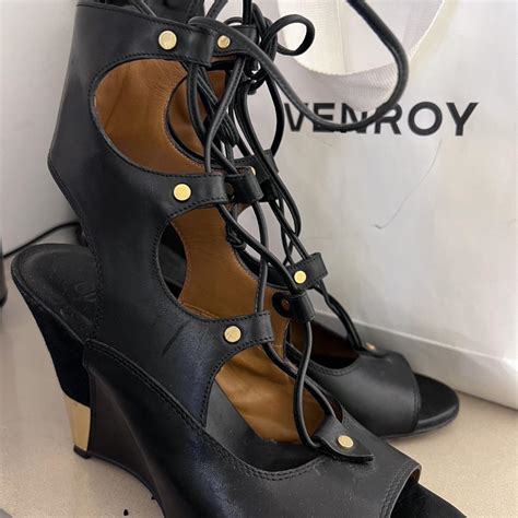 Chloe Strap Wedge Lace Shoes Size 38 Best For A Depop