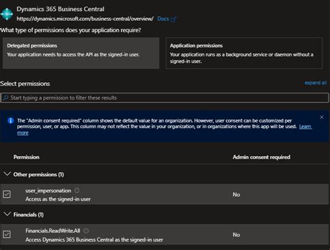 Easyap365 And Business Central Oauth Delegated Permissions Setup