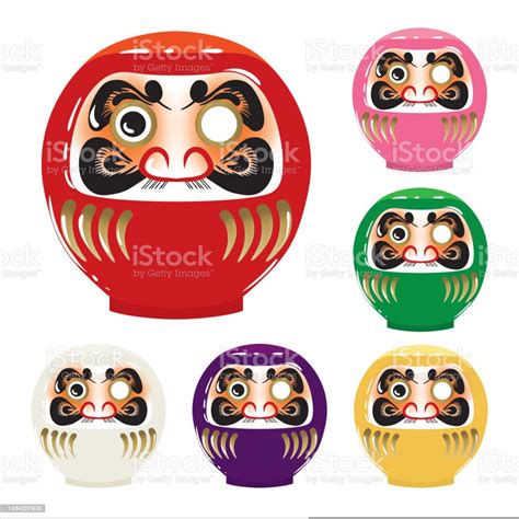 Set Of Traditional Japanese Daruma Dolls Stock Illustration Download Image Now Daruma Doll