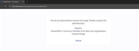 You Are Not Authorized To Access This Page Please Contact Admin Github Integration Sonarqube