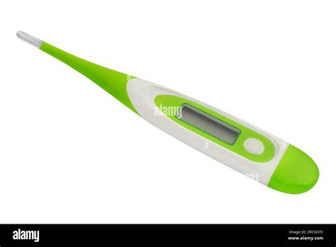 Digital Green Clinical Thermometer Isolated On White Background Stock