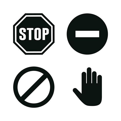 Stop Icon Symbol Set Vector 23366350 Vector Art At Vecteezy