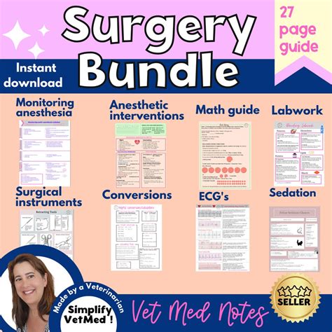 Veterinary Surgery Bundle Vet Tech Notes Vtne Prep Etsy
