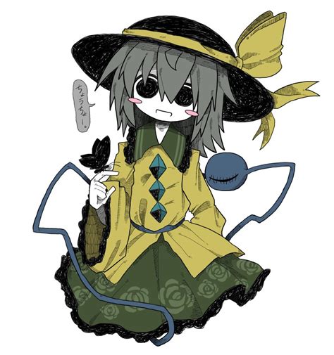 Zunusama Komeiji Koishi Touhou Highres Translation Request Arm Behind Back Black Butterfly