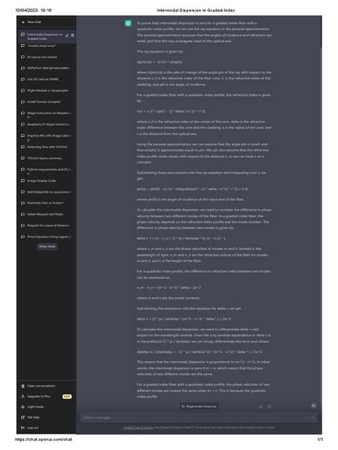 Intermodal Dispersion In Graded Index Pdf Dispersion Optics Refractive Index