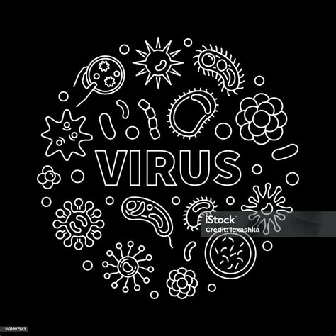 Virus Round Vector Concept Illustration In Outline Style Stock
