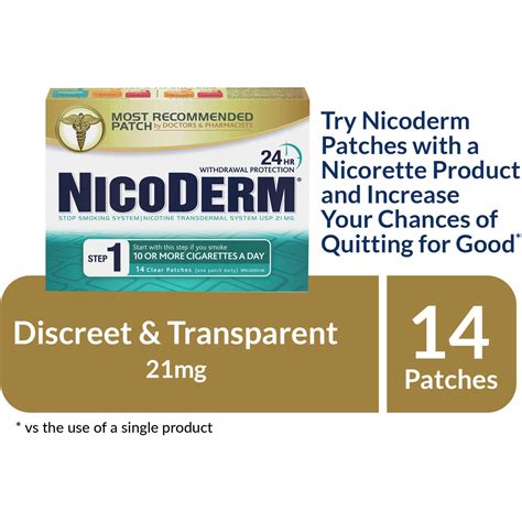 Nicoderm® Stop Smoking System Step 1 Patches 14 Count 21 Mg Nicotine Clinically Proven Aid