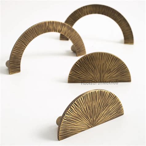 Antique Brass Semi Circle Hammered Cabinet Pulls Knobs Wardrobe Handles