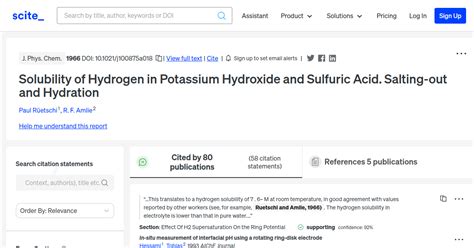 Solubility Of Hydrogen In Potassium Hydroxide And Sulfuric Acid