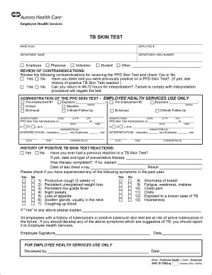 Employee Tb Skin Test Form Blank Fillable Template Fill Out Print And Download Pdf Pdffiller