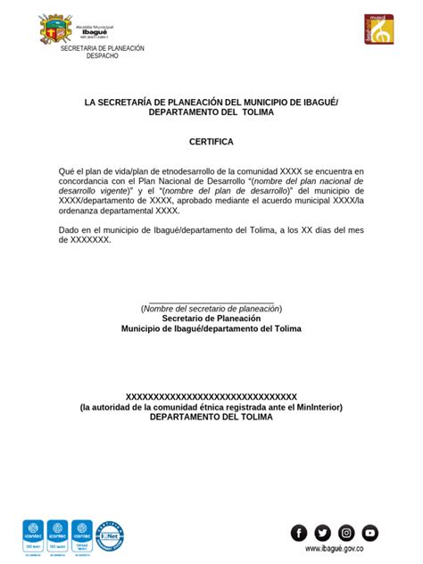 Modelo De Certificaciones Y Cartas Pdf Alcalde