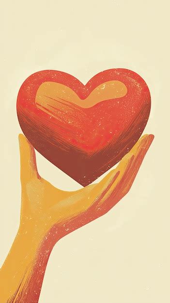 A Hand Offering Compassion A Red Heart Held With Gentle Care Premium