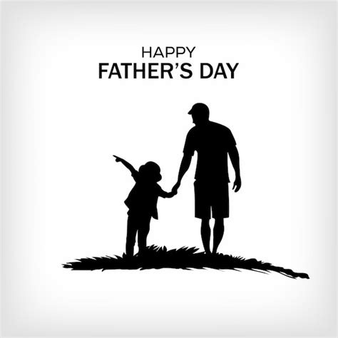 Feliz Dia Dos Pais Com Silhuetas De Pai E Filhos Em Fundo Branco