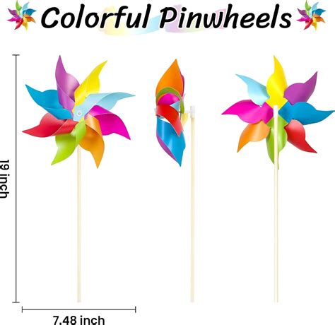 12 Pack Rainbow Pinwheels For Yard And Garden Rainbow Party