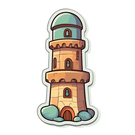 Cartoon Sticker With An Old Tower Vector Clipart Cartoon Clipart