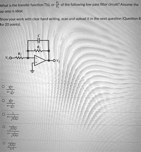 What Is The Transfer Function Ts Or V2v1 Of The Following Low