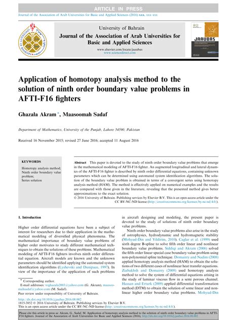 pdf application of homotopy analysis method to the solution of ninth