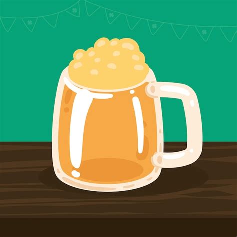 Premium Vector Beer Jar Drink In Wooden Table