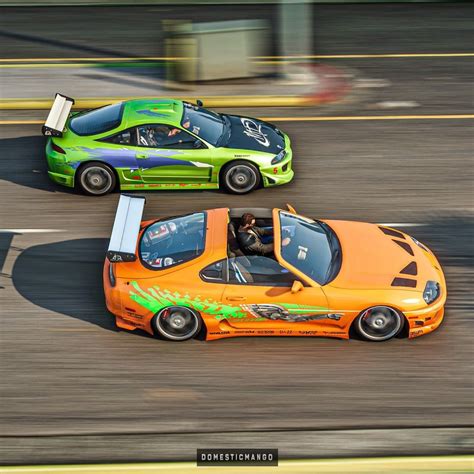 Brians Orange Toyota Supra Digitally Races His 1995 Mitsubishi Eclipse